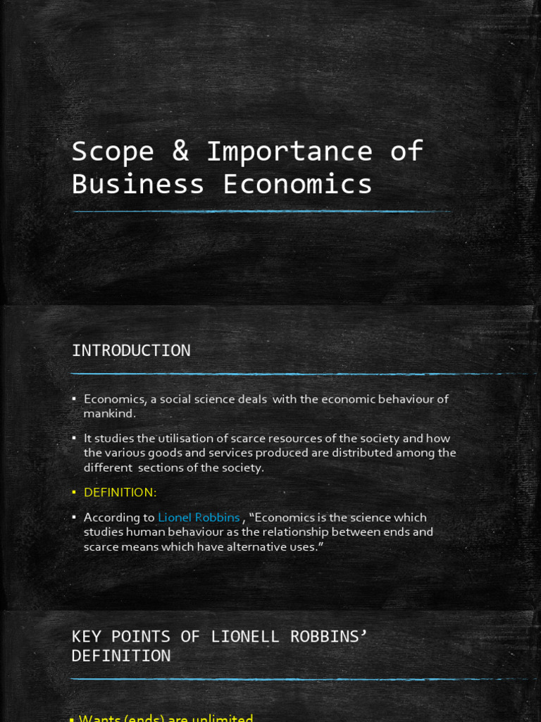 Scope & Importance of Business Economics | PDF