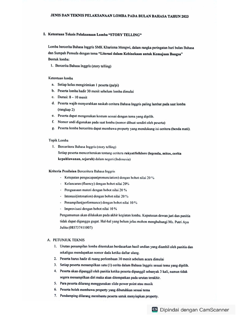 Teknis Lomba Bulan Bahasa | PDF