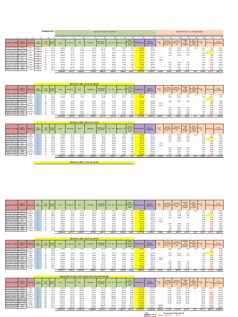 Planilla de Construcción Civil | PDF | Ingresos | Economias