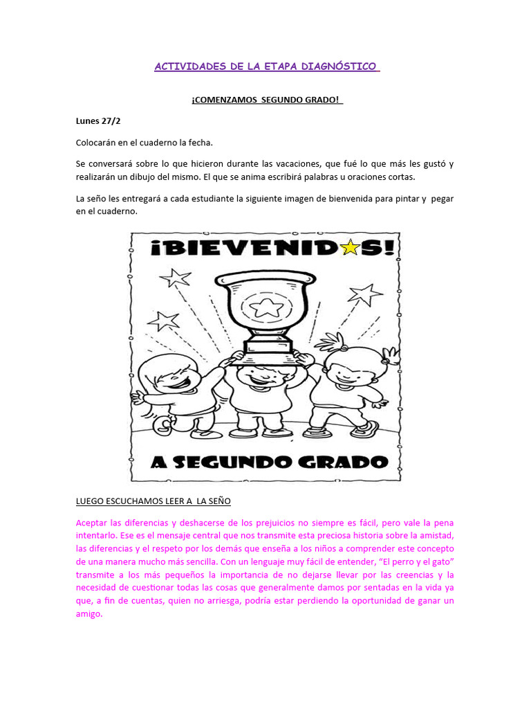 Actividades De La Etapa Diagnóstico 2do Pdf