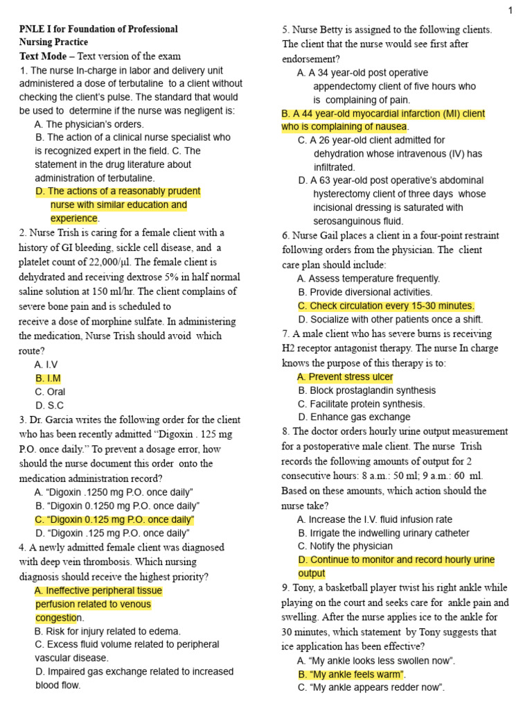 PNLE 4 Reviewer | PDF