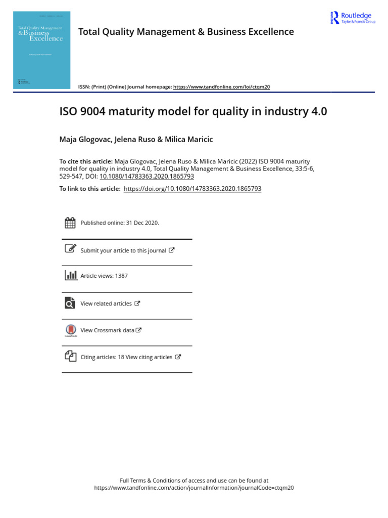 ISO 9004 Maturity Model For Quality in Industry 4.0 | PDF | Quality ...
