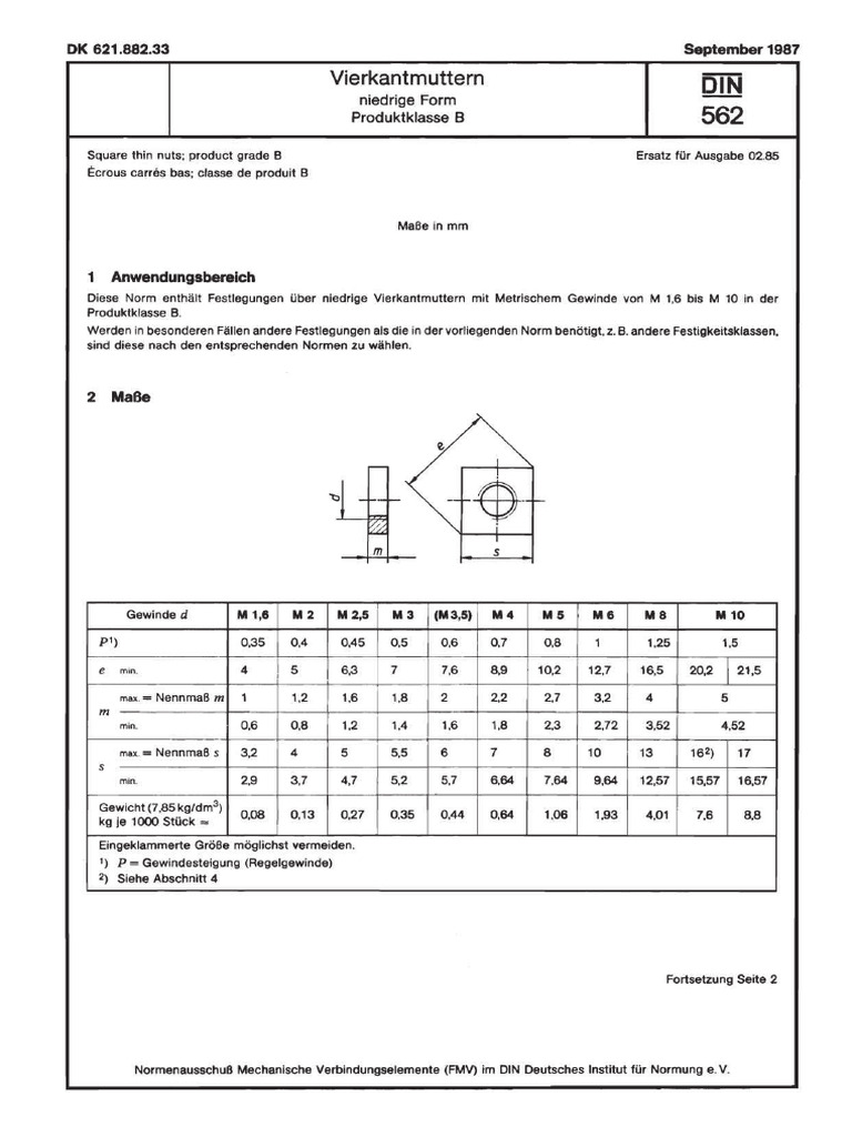 Din 562 1987-09 | PDF
