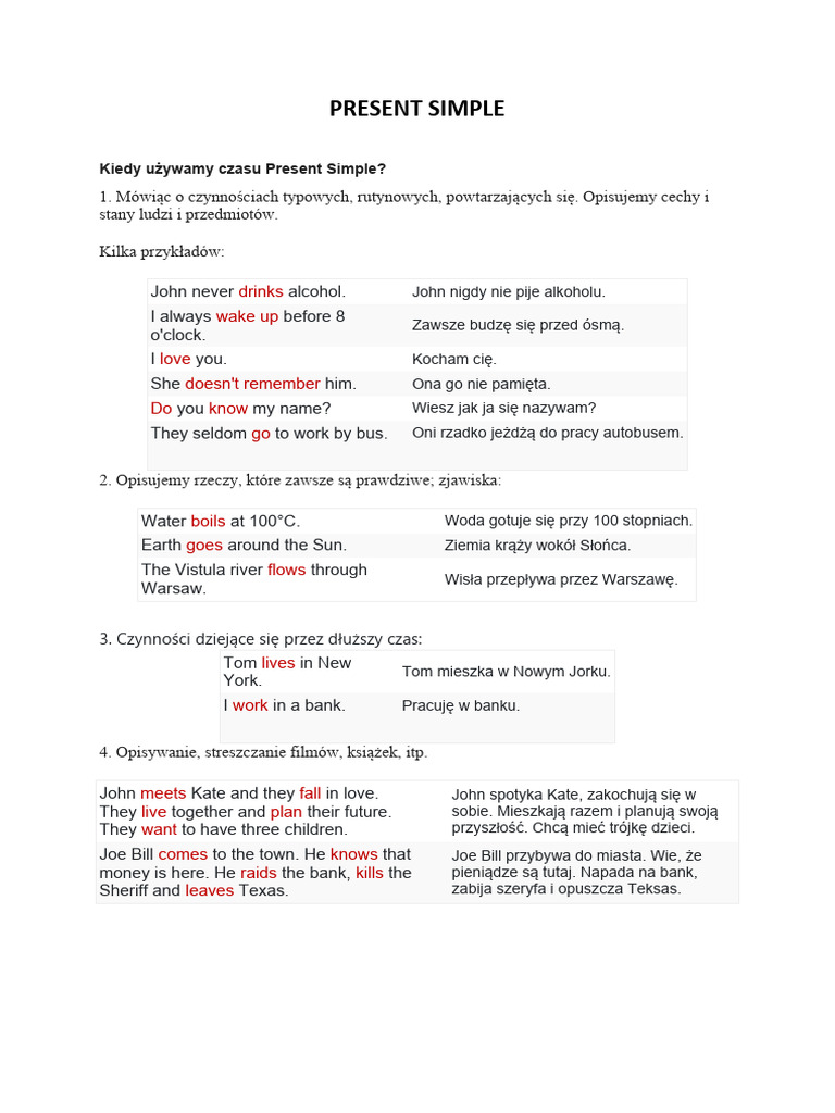 Present Simple | PDF