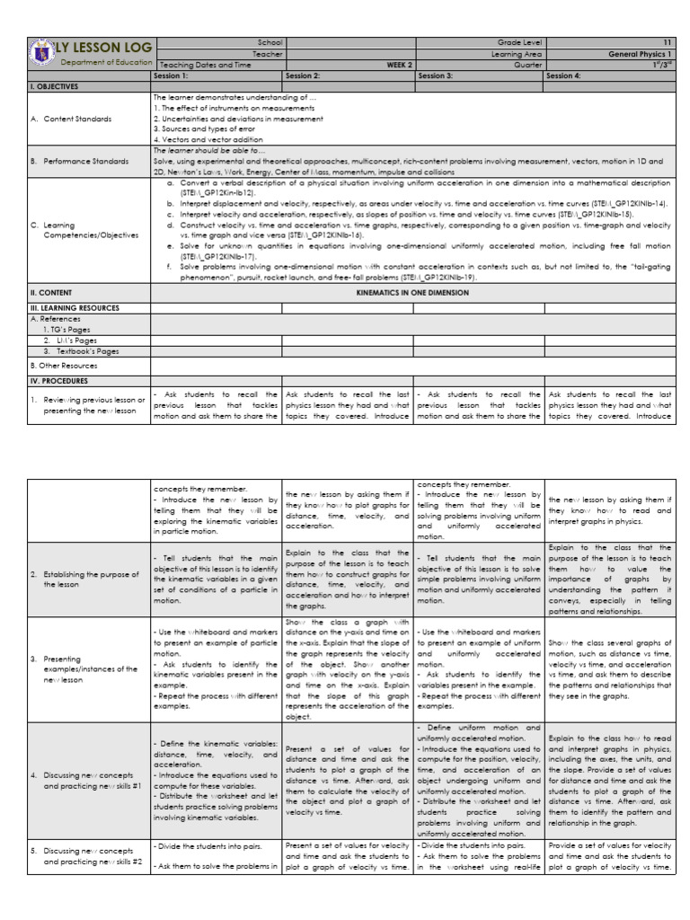 Gen Phy 1 Quarter 1 Week 2 | PDF | Velocity | Acceleration