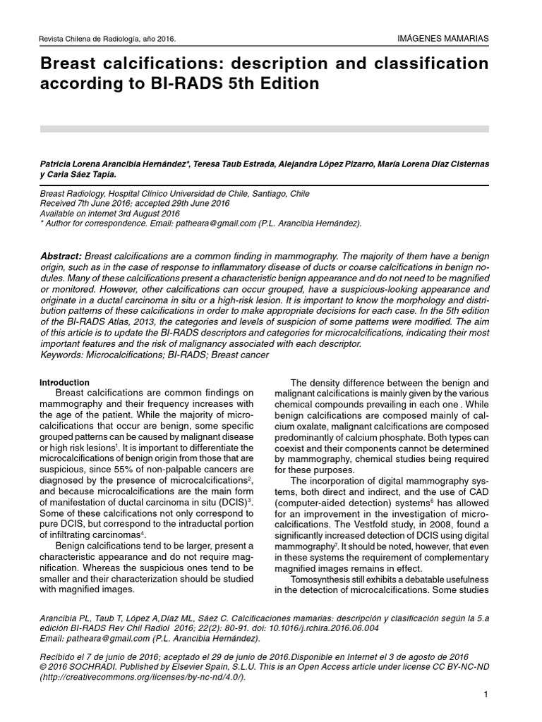 Breast Calcifications - BIRADS 5 EDICION | PDF