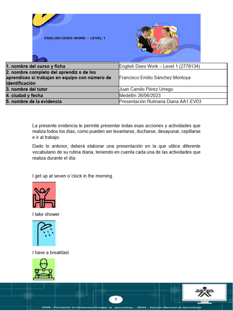 Presentacion Rutina Diaria | PDF