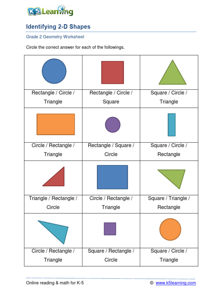 Grade 2 Geometry Identify 2d Shapes A | PDF