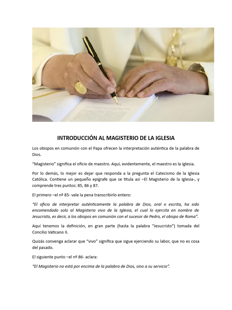 Introducción al Magisterio de la Iglesia | PDF | Iglesia Católica | Papa