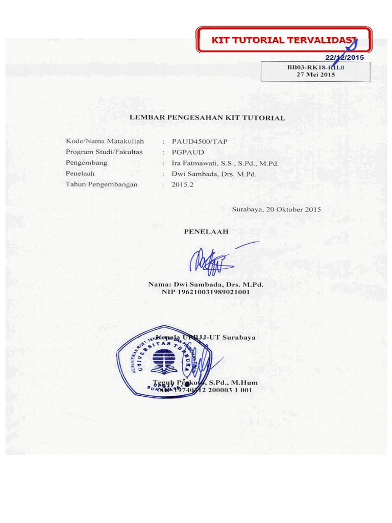 Paud4500-Kit Tuorial Tap | PDF