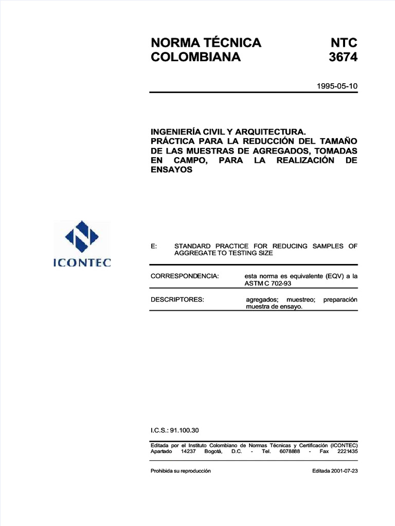 PDF 1ntc 3674 Toma y Cuarteo de Muestras Compress | PDF