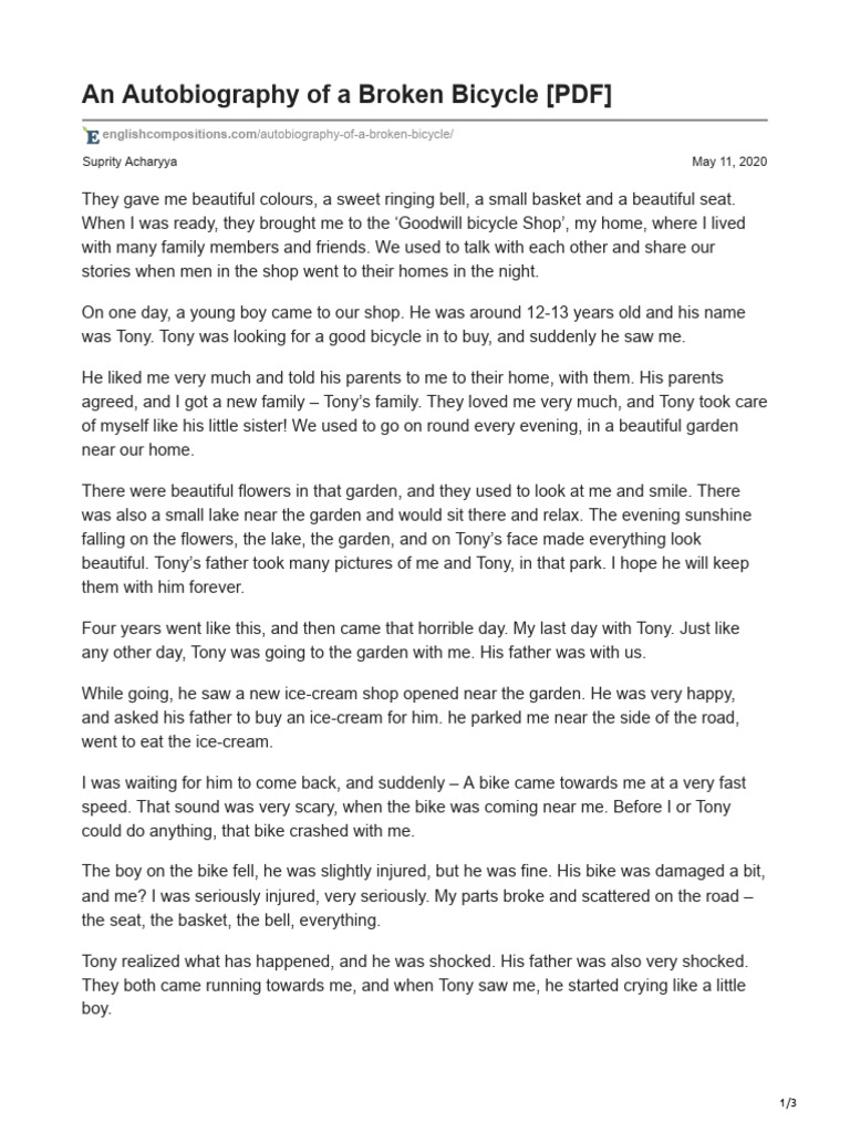 An Autobiography of A Broken Bicycle PDF | PDF