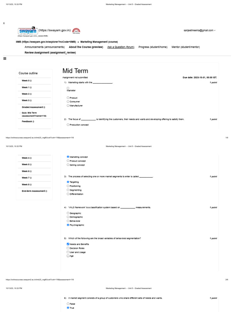 Marketing Management - Unit 5 - Graded Assessment | PDF | Marketing ...