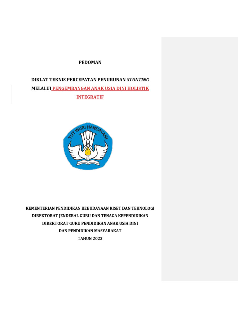 Pedoman Diklat Teknis PPS Melalui PAUD-HI | PDF