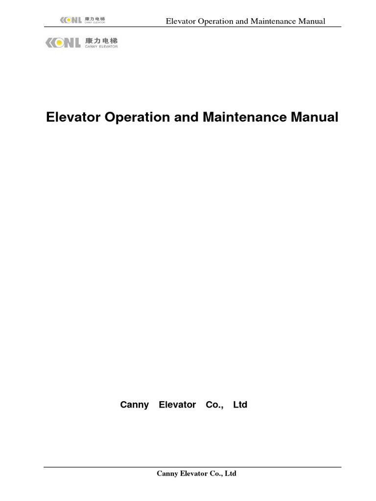 Elevator Operation and Maintenance Manual 2011 | PDF | Elevator | Electric Motor