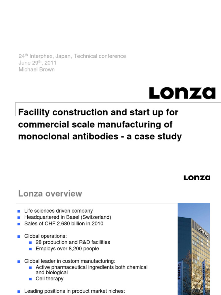 Lonza PowerpointSlidesCollections MEB Lonza Interphex Presentation June 29 2011 V2 | PDF