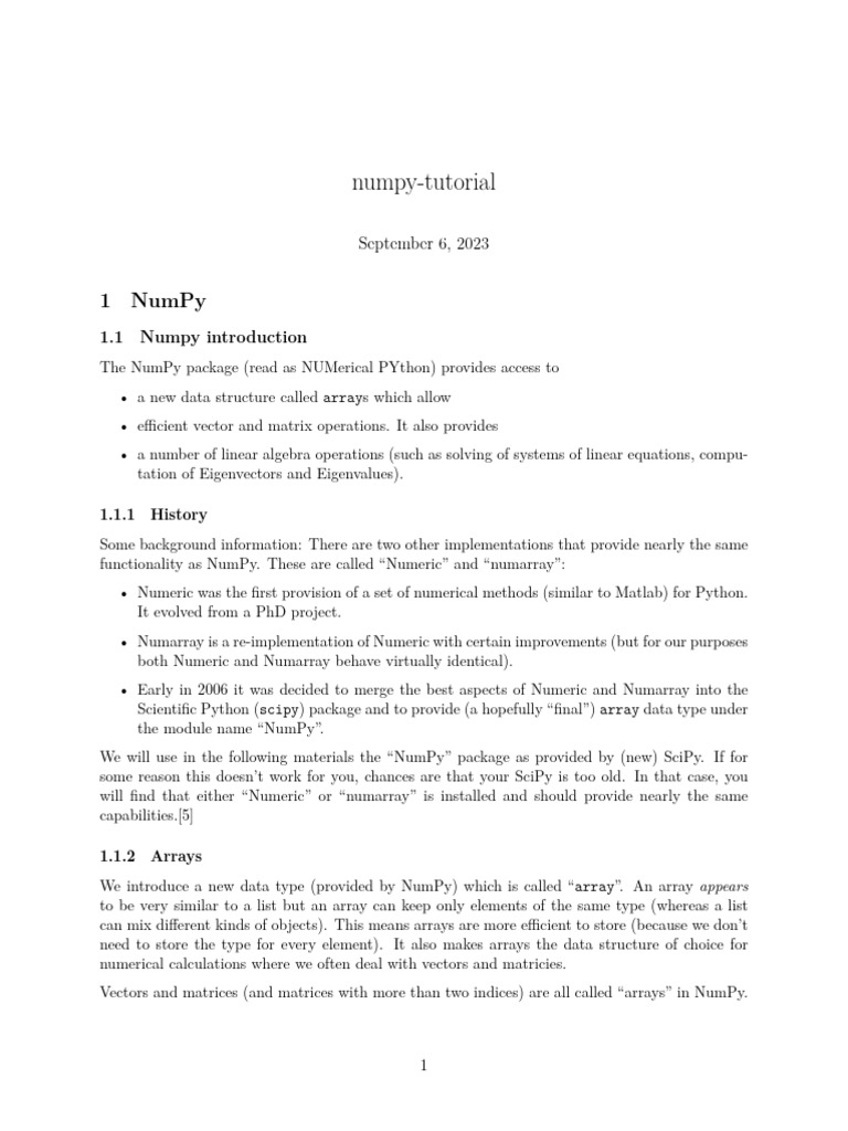 Numpy Tutorial | PDF Numpy Tutorial | PDF