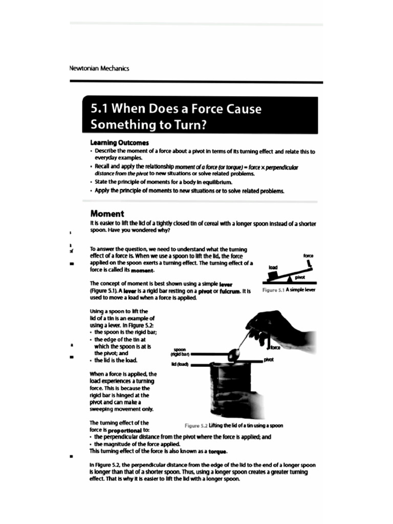 Turning Effect of Force Chapter 5 | PDF