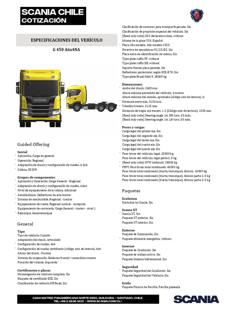 Especificaciones Tecncias G450 A6x4.. | PDF