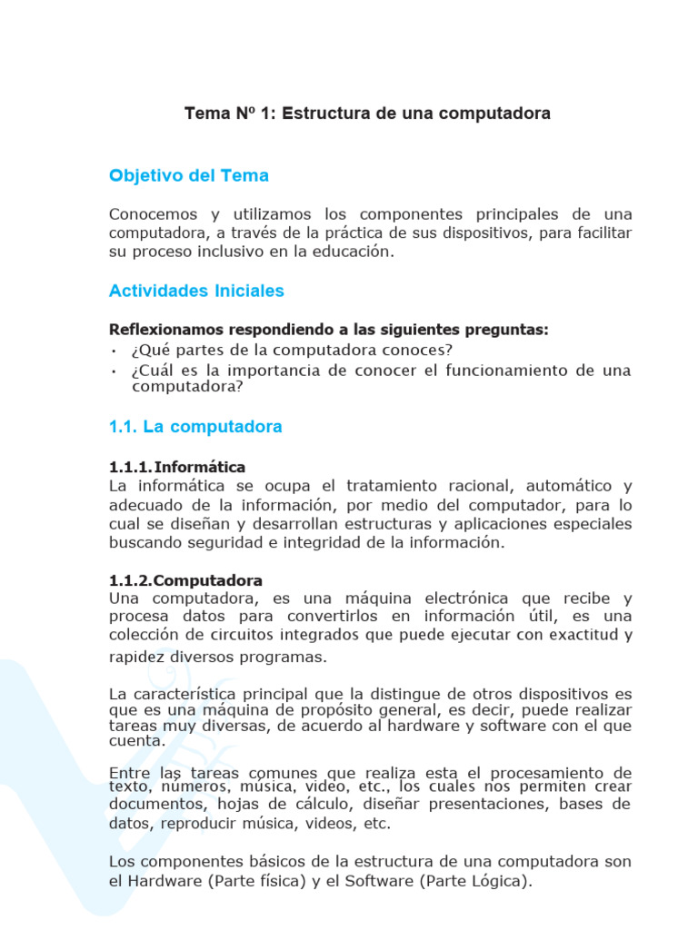 Modulo Introduccion A La Computadora | PDF | Hardware de la computadora | Almacenamiento de ...