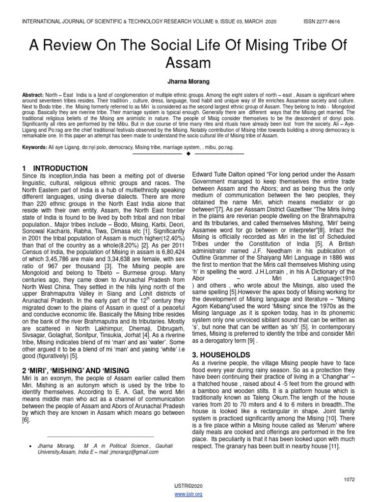 A Review On The Social Life of Mising Tribe of Assam | PDF | Marriage