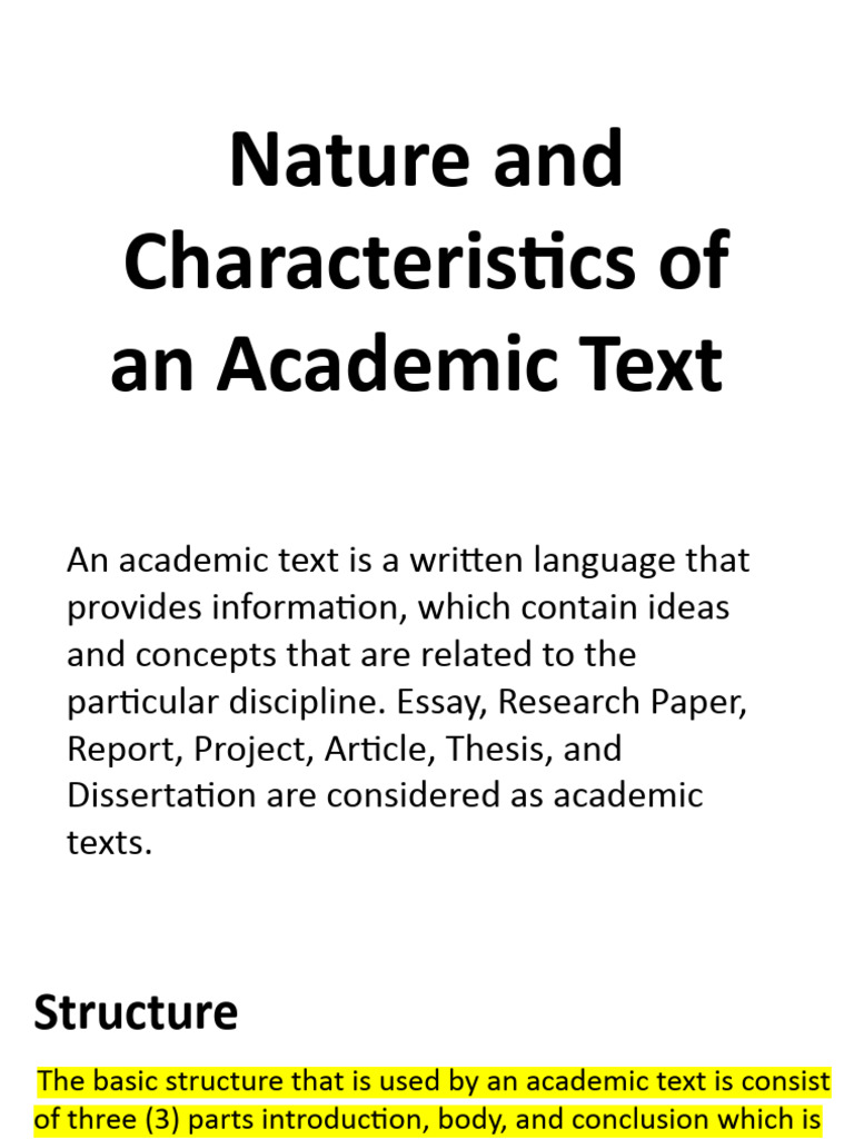 Nature and Characteristics of Academic Texts | PDF