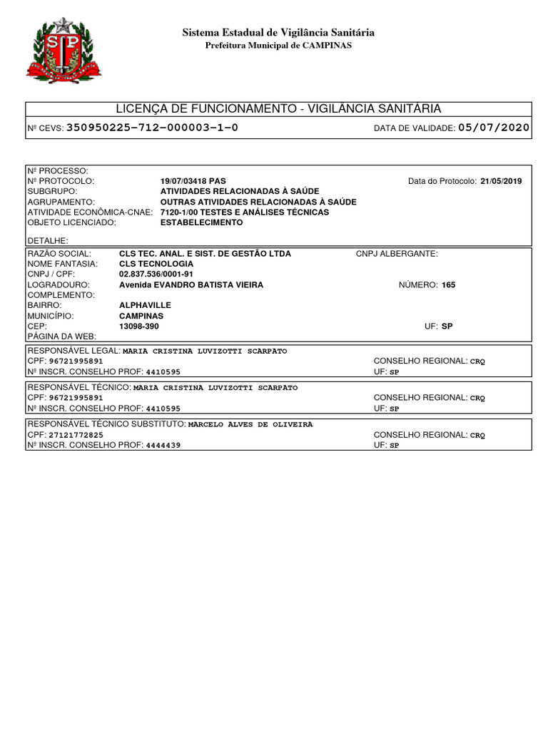 24-Licença de Funcionamento - Vigilância Sanitária 2019 | PDF 24-Licença de Funcionamento - Vigilância Sanitária 2019 | PDF