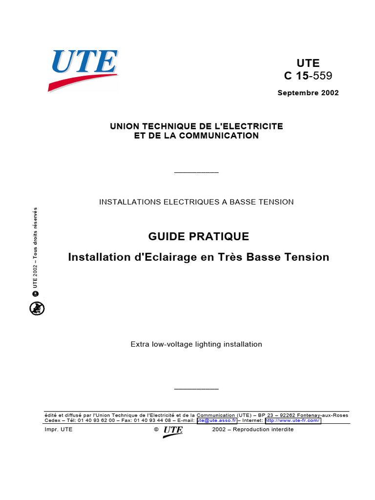 UTE C 15-559: Union Technique de L'Electricite Et de La Communication | PDF