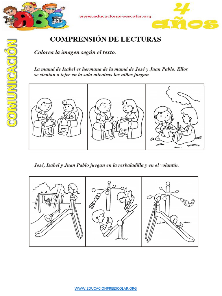 Fichas De Comprension Lectora Para Niños De 4 Años Pdf