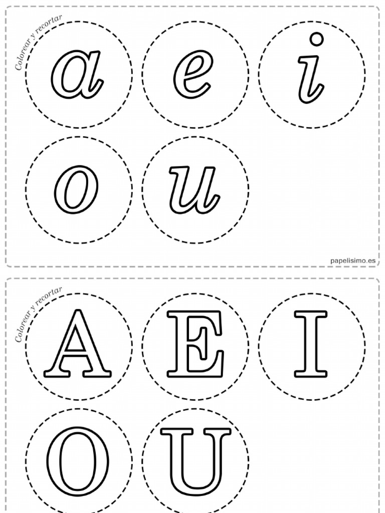 AEIOU Vocales para Imprimir y Colorear Minusculas y Mayusculas PDF | PDF