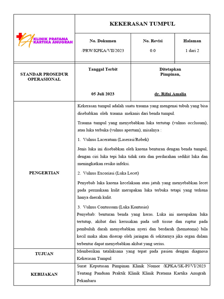 143 SPO Kekerasan Tumpul | PDF