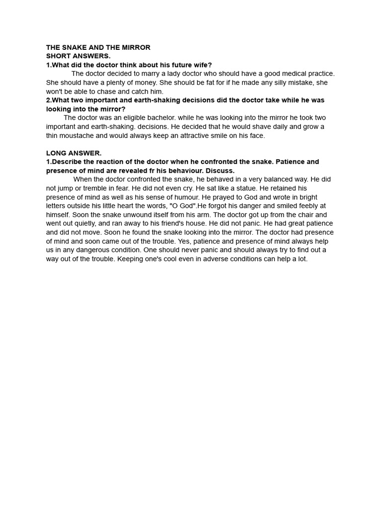 Student Guide: The Snake & The Mirror | PDF
