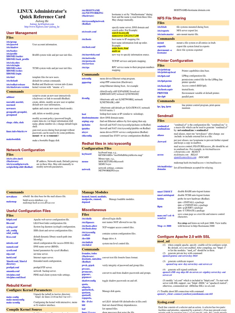 Linux Quick Reference | PDF | Transmission Control Protocol | Utility ...