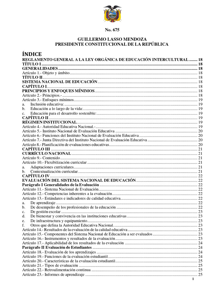 Reglamento General A La LOEI 2023 | PDF | Plan de estudios | Evaluación