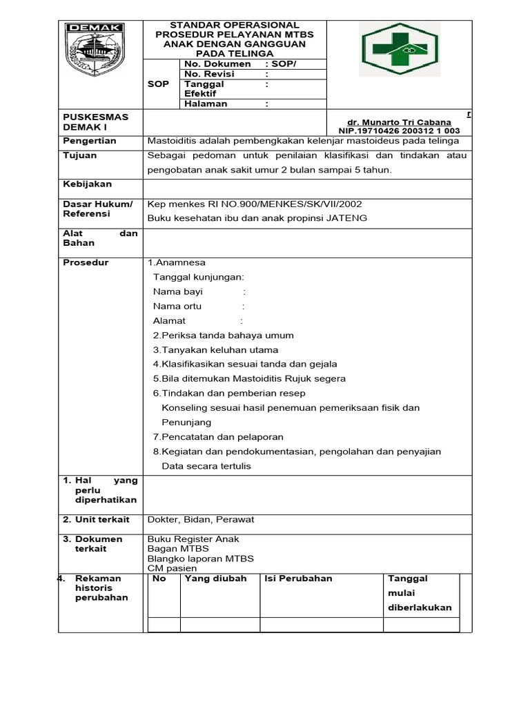 Format SOP PERMENKES Kom | PDF