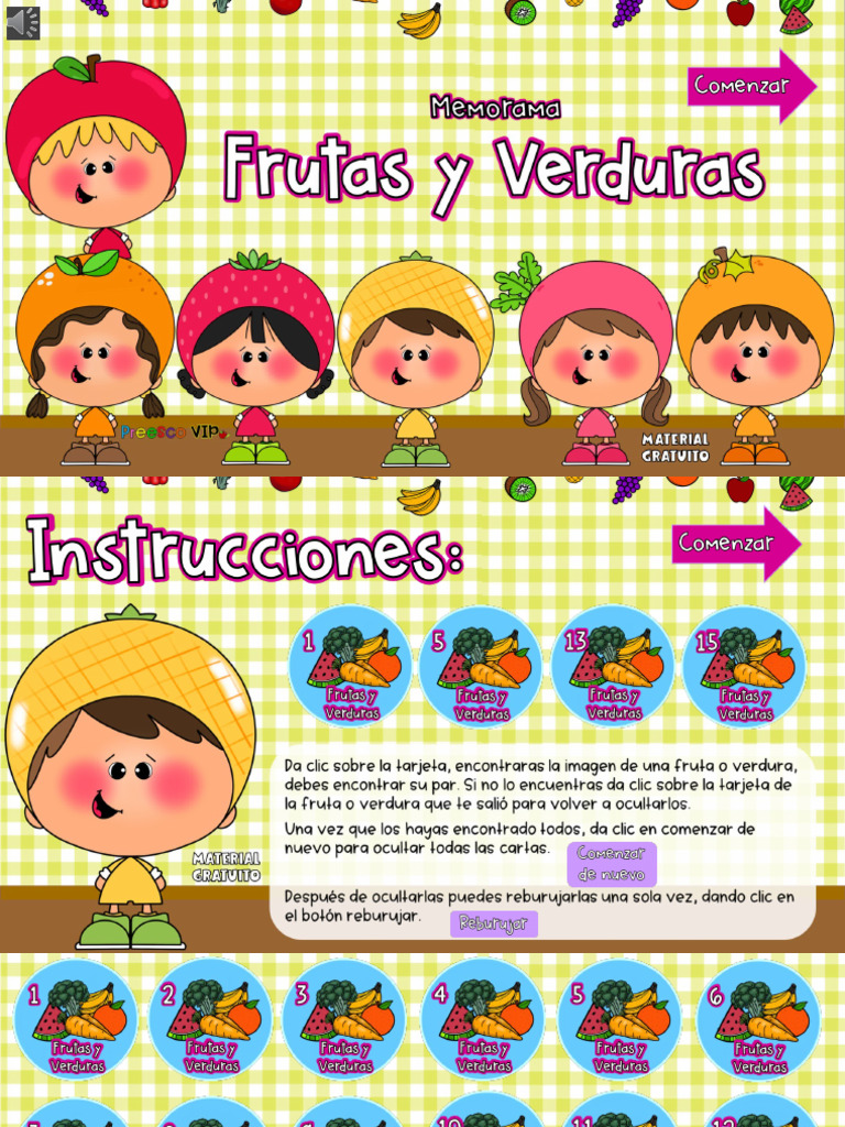 Memorama Frutas y Verduras Cortesia de Preesco Vip | PDF