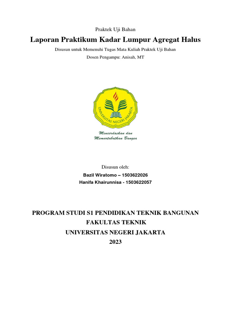 Laporan Praktek Uji Bahan Kelompok 10 Kadar Lumpur Agregat Halus | PDF Laporan Praktek Uji Bahan Kelompok 10 Kadar Lumpur Agregat Halus | PDF