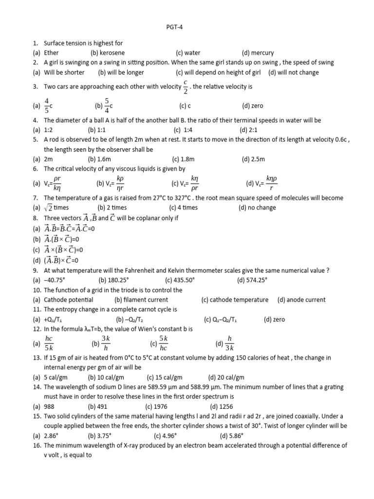Physics Practice Sheet | PDF