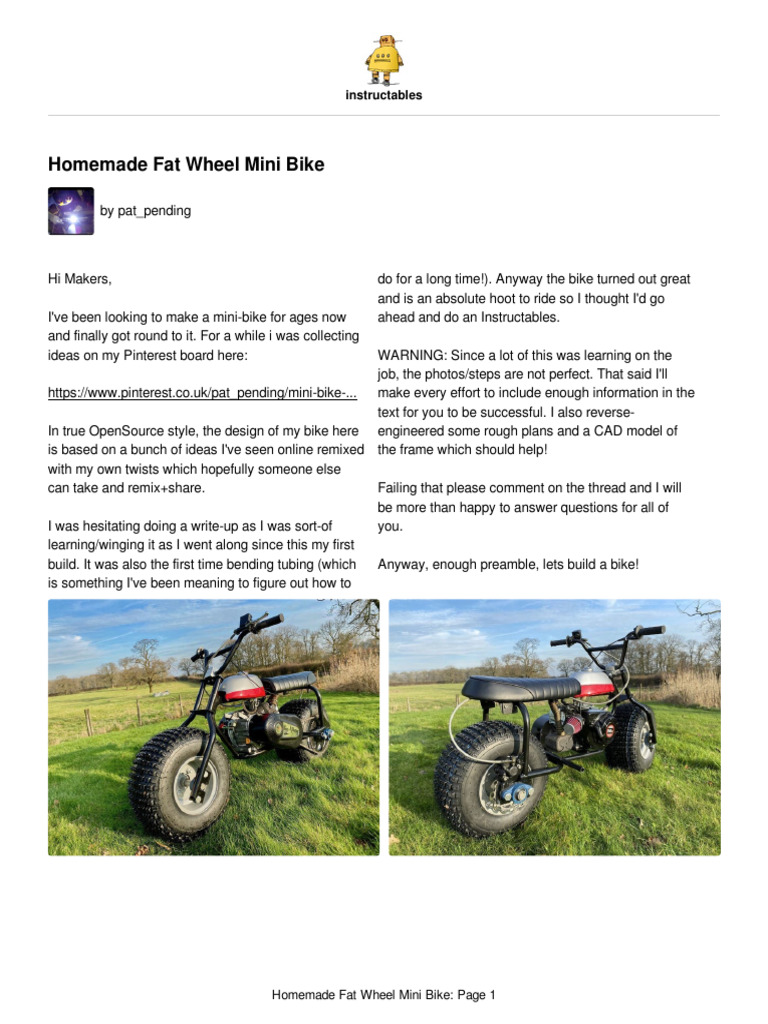 Build Your Own Fat Wheel Mini Bike | PDF