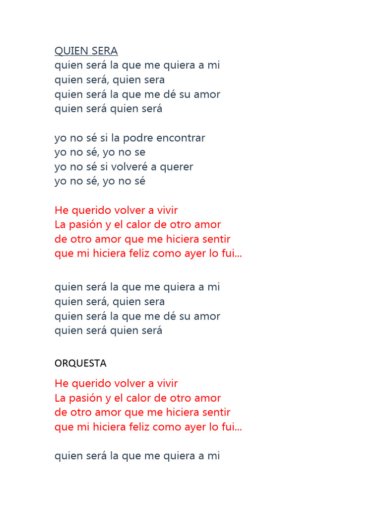 Quien Sera | PDF