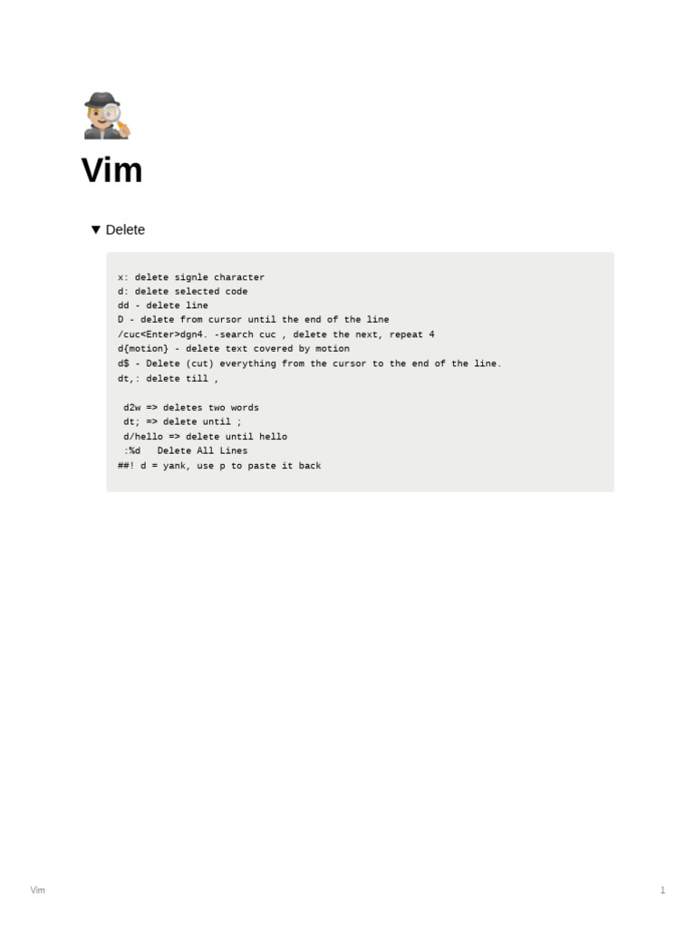 Vim Most Comprehensive Notes Part 1 | PDF