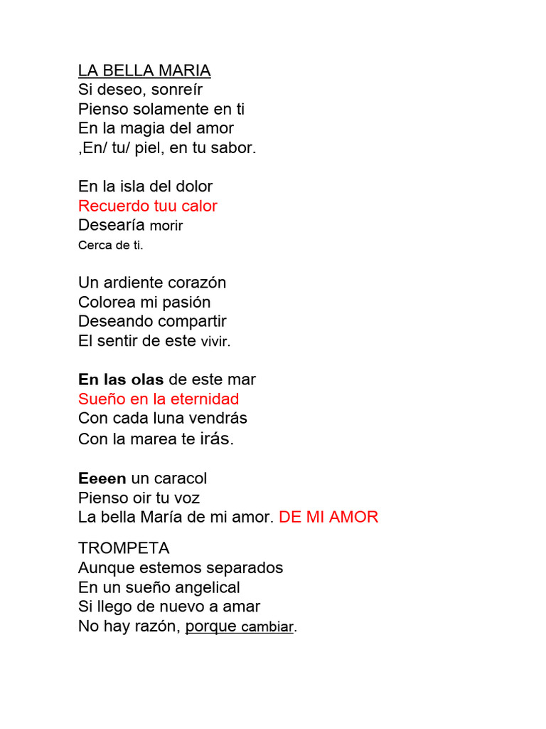 La Bella María de Mi Amor | PDF