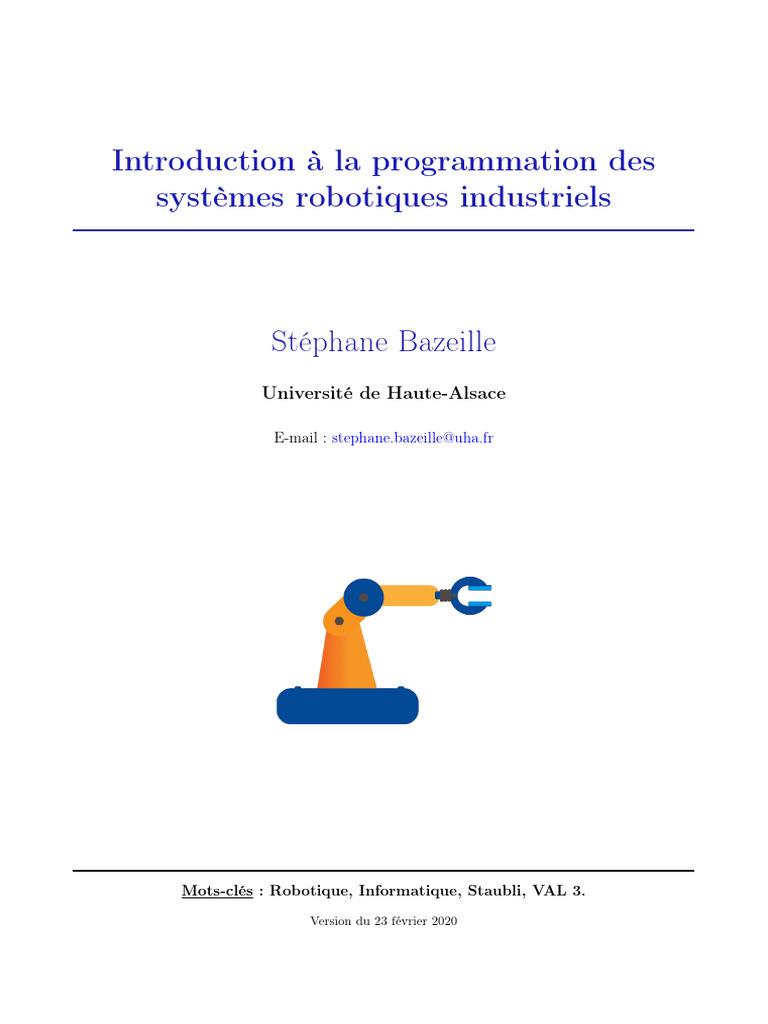 Programmation des robots industriels Staubli | PDF | Robotique ...