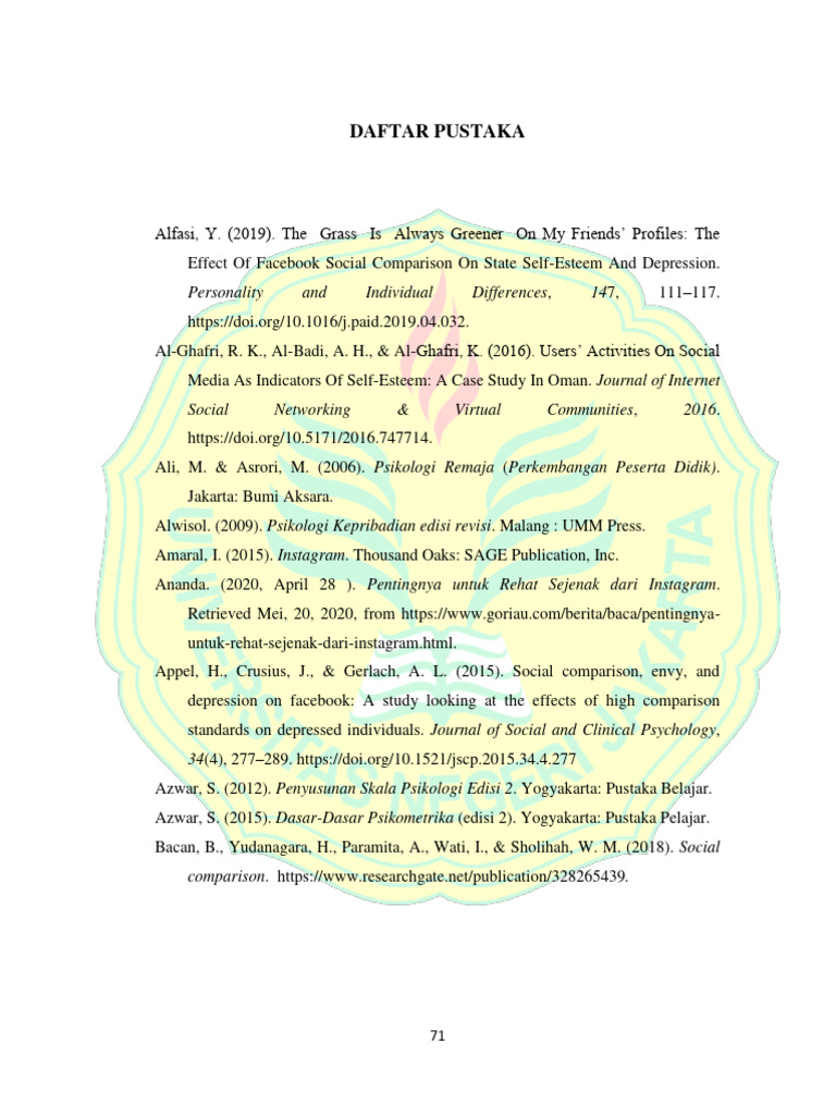 Daftar Pustaka - 4 | PDF | Self Esteem | Psychology