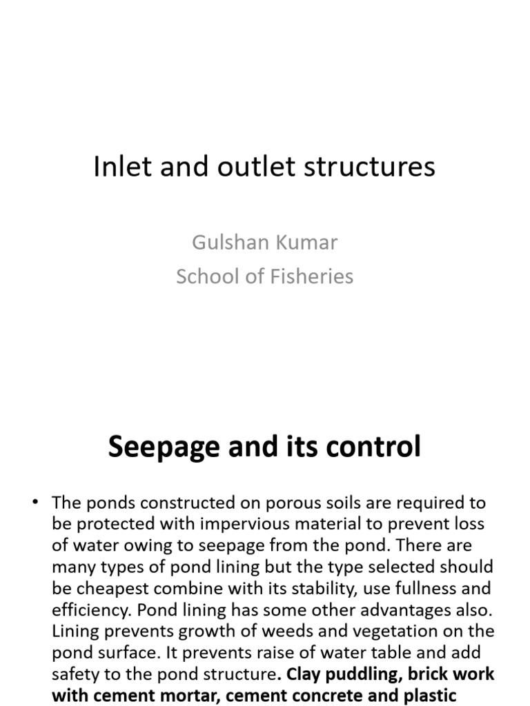 Session 23. Inlet Outlet Structure | PDF | Drainage | Clay
