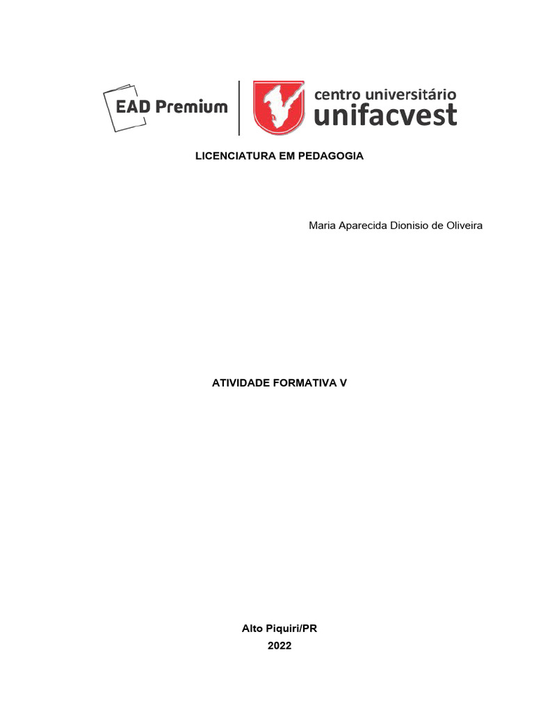 Atividade Formativa 5 | PDF | Carreira e Crescimento | Ciências Sociais