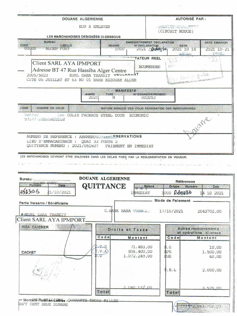 Quittance Douane | PDF