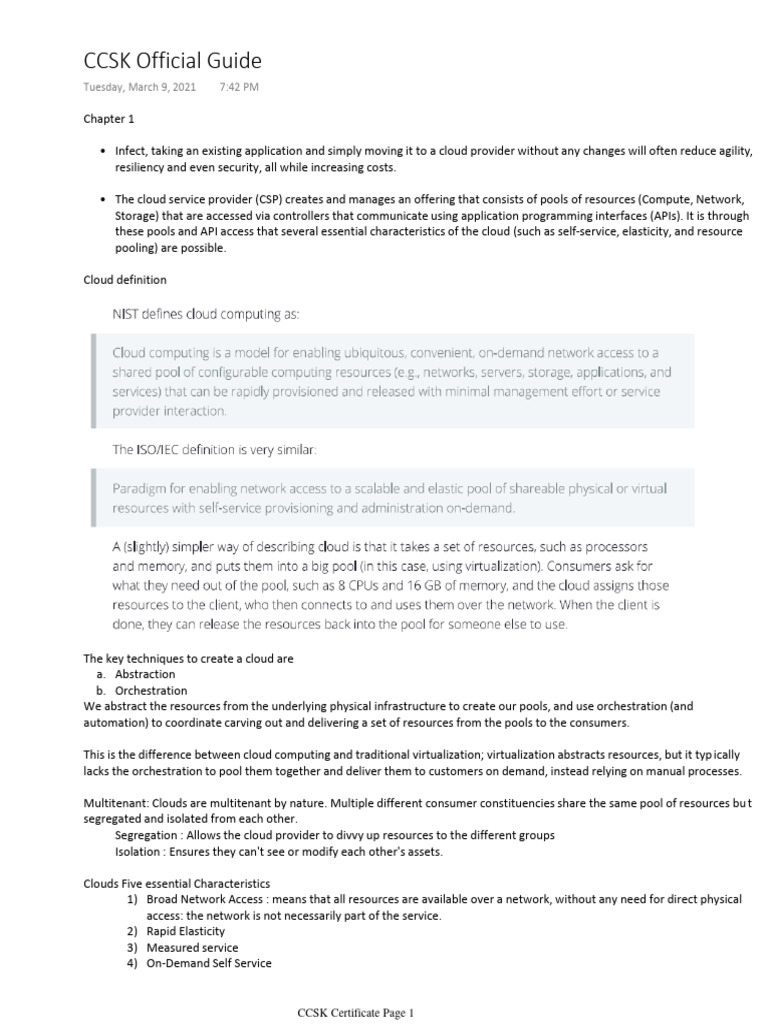 CCSK notes-MG | PDF | Cloud Computing | Computer Network