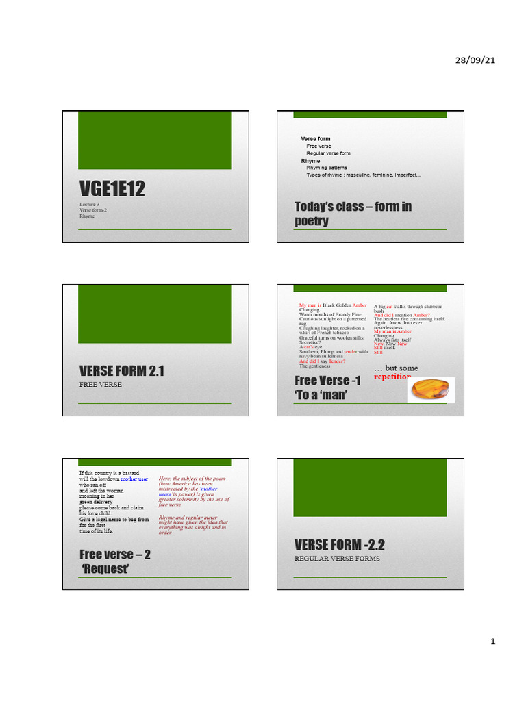 CM 3 - Verse Form 2021 | PDF | Poetry | Rhyme