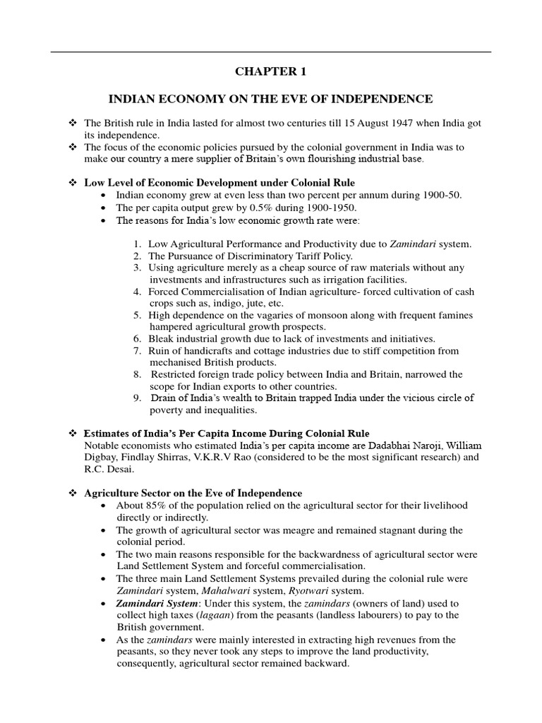 Class 12th Economics Chapter-1 | PDF | British Raj | Tariff